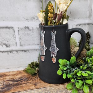 Weird Iridescent Anchovy Acrylic Laser Cut Earrings Funky Whimsical ...