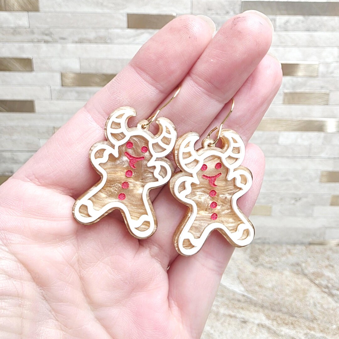 Krampus Gingerbread Acrylic Earrings | Handmade Gothmas Christmas Gift ...
