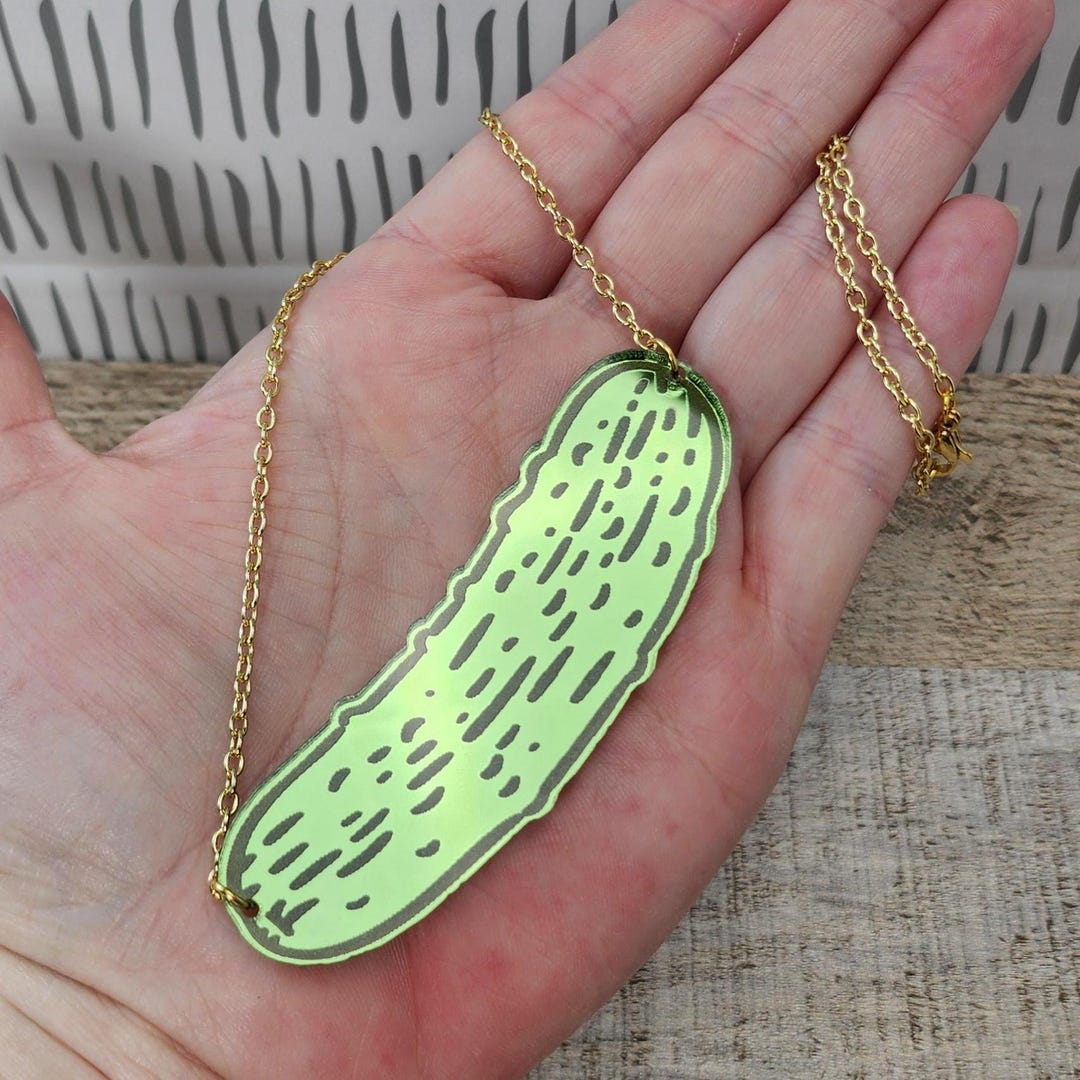 Weird Pickle Acrylic Necklace | Funny Novelty Statement Necklace | Fun ...