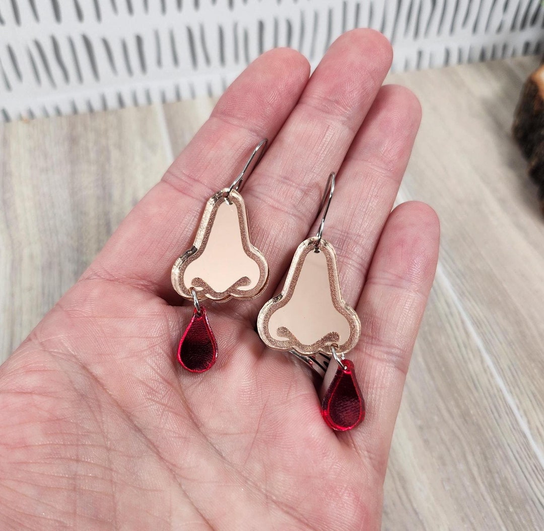 Bloody Nose Acrylic Earrings: Funky Laser Cut Statement Jewelry - Etsy