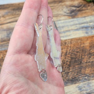 Weird Iridescent Anchovy Acrylic Laser Cut Earrings Funky Whimsical ...