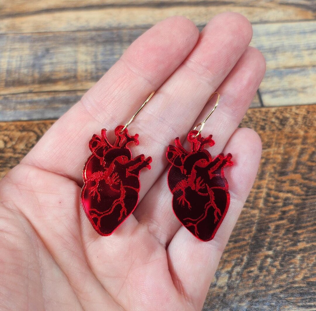 Gothic Anatomical Heart Earrings: Laser Cut Acrylic Goth Oddities - Etsy