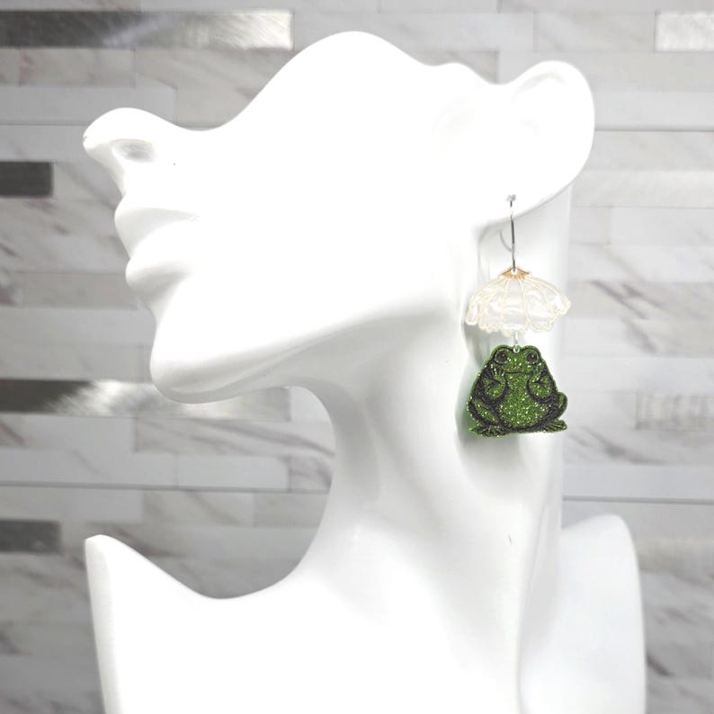 Whimsical Toad Flower Acrylic Earrings: Floral BOHO Animal Statement ...
