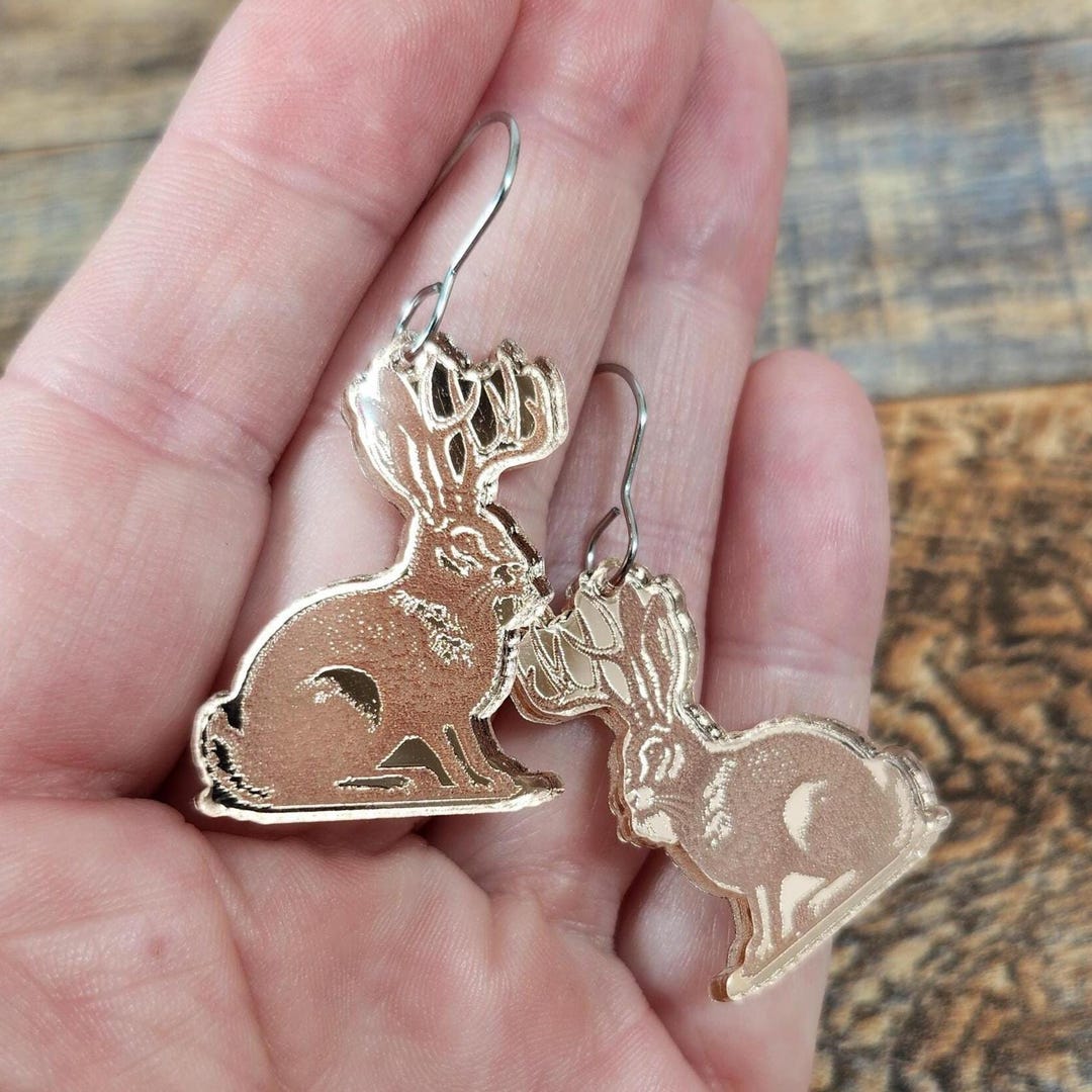 Funny Unique Jackalope Laser Cut Acrylic Statement Earrings | Fun Weird ...