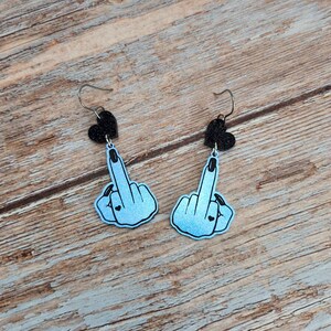 Rude Middle Finger Acrylic Earrings | Funny Gothic Punk Laser Cut ...