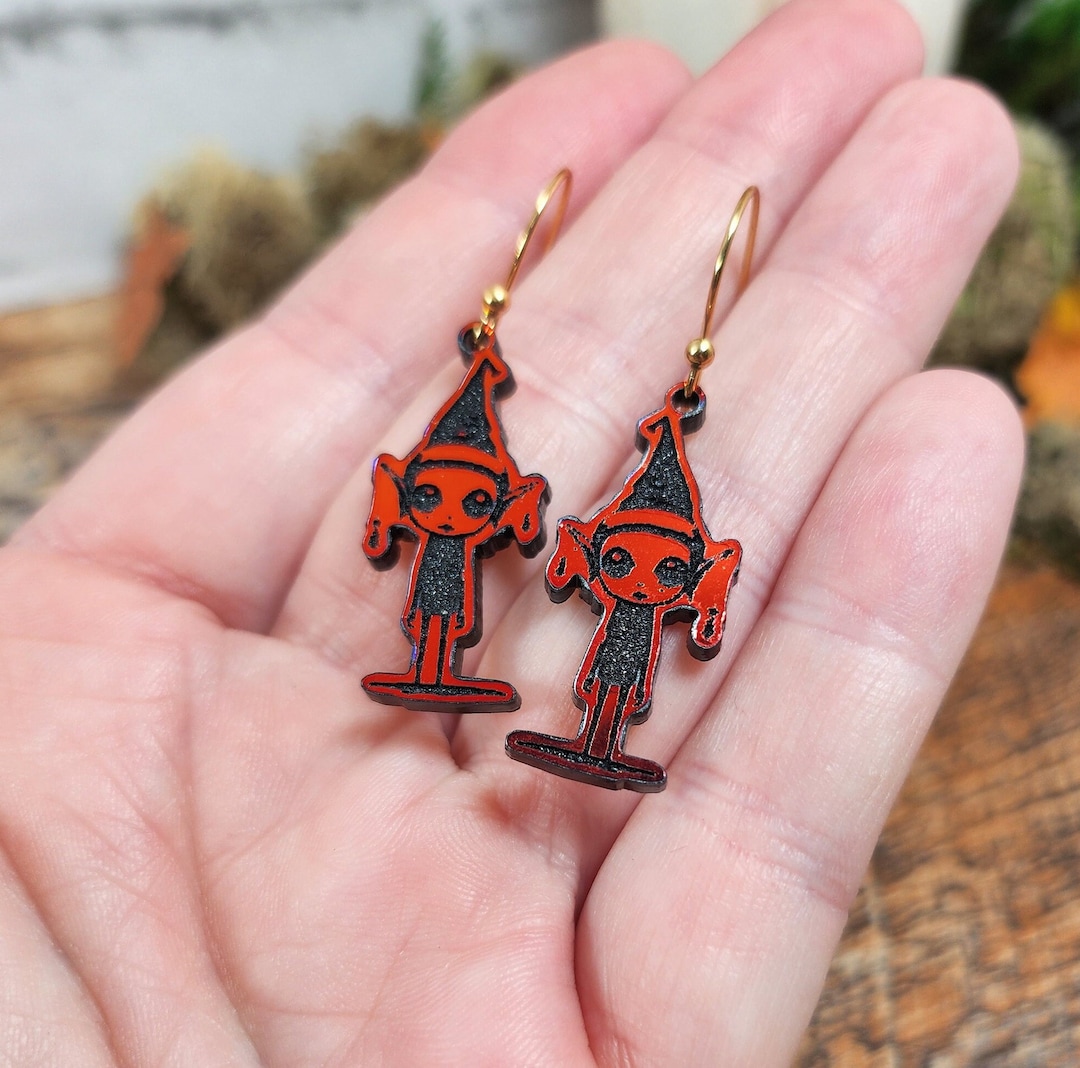 Iridescent Tiny Elves Deer Christmas Halloween Earring Handmade Laser Engraved Acrylic Statement ...