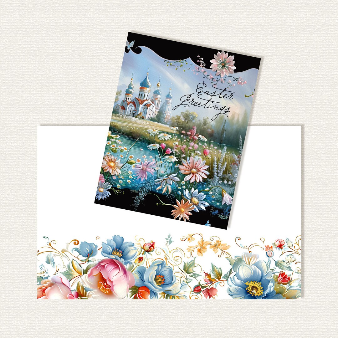 Set of 8 - Easter Cards With Envelopes, Elegant Eastern European ...