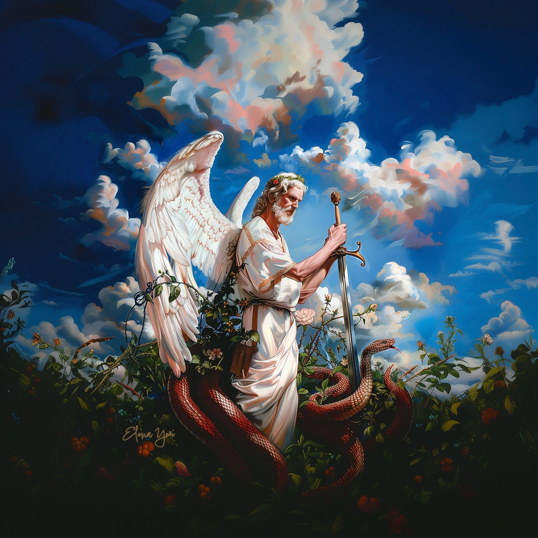 The Angel and the Serpent Painting, Matte Canvas, Print of Original ...