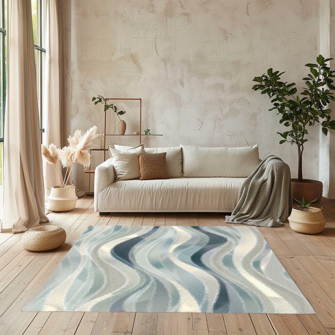 Beach Life, Sand and Blue Waves, Area Rug for Bedroom and Living Room ...