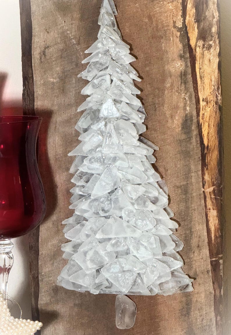 Sea Glass Tree on Live Edge Cherry Wood Board - Etsy