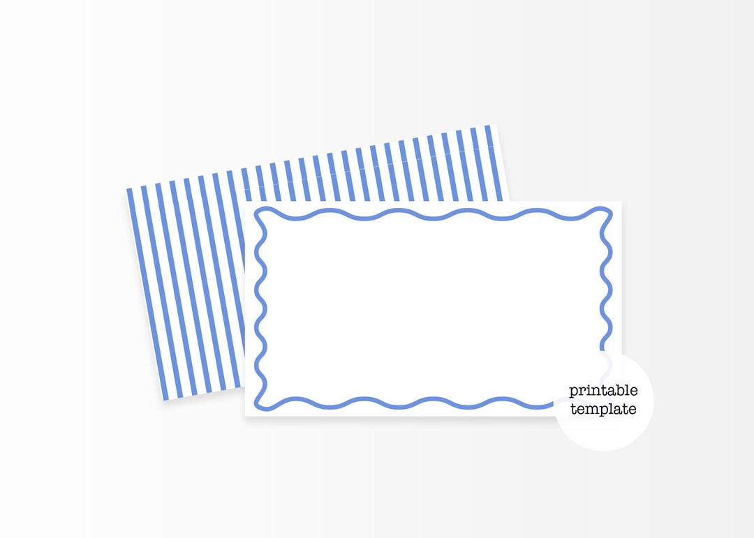 Blue Wavy Border Mini Cards | Printable Gift Enclosure Notes (digital ...