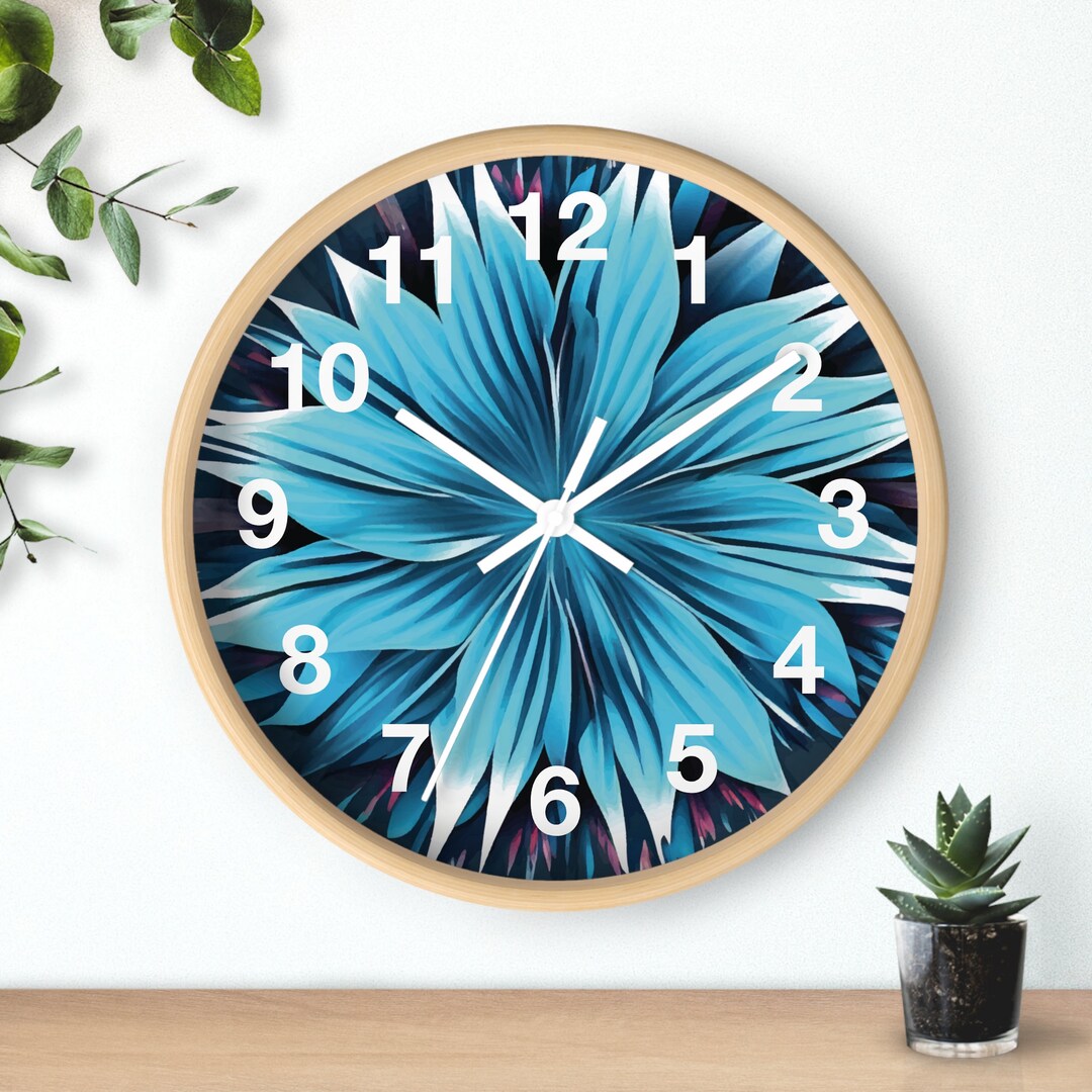 Cozy Wall Clock Gift Spring Abstract Art Flower 10" Blue - Etsy