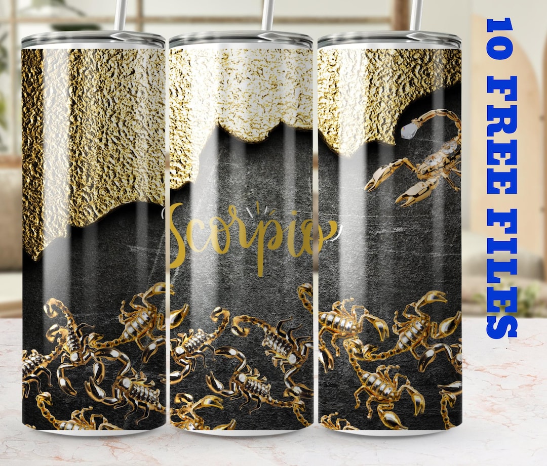 Scorpio Zodiac Sign Digital Download, Gold Scorpio Sublimation Tumbler ...