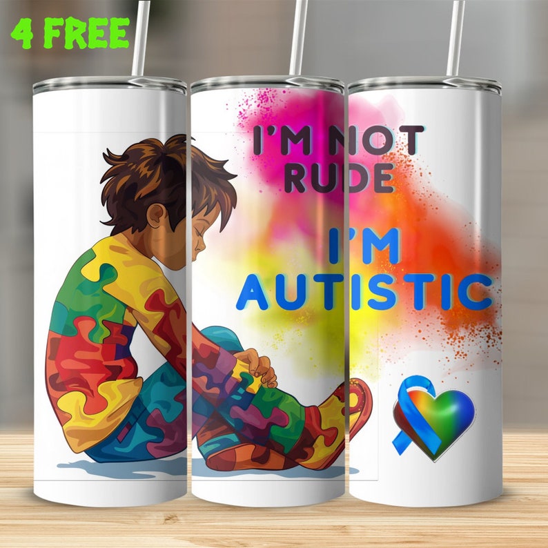 Autism Awareness Sublimation Tumbler Wrap, Colorful Puzzle Pieces ...
