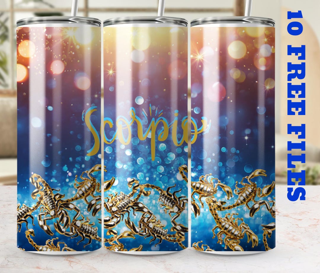 Scorpio Zodiac Sign Sublimation Tumbler Wrap Digital Download, Glitter ...
