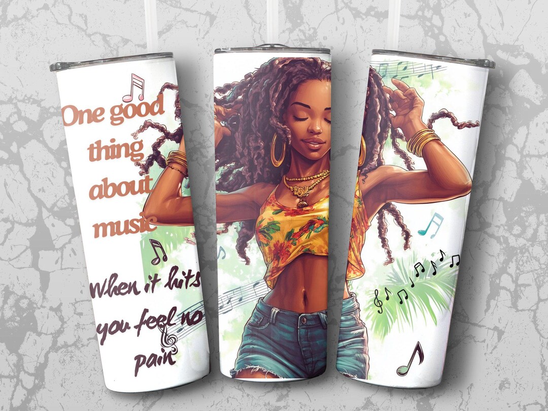 Music Quote Digital Art Sublimation Tumbler Design, Inspirational Afro ...
