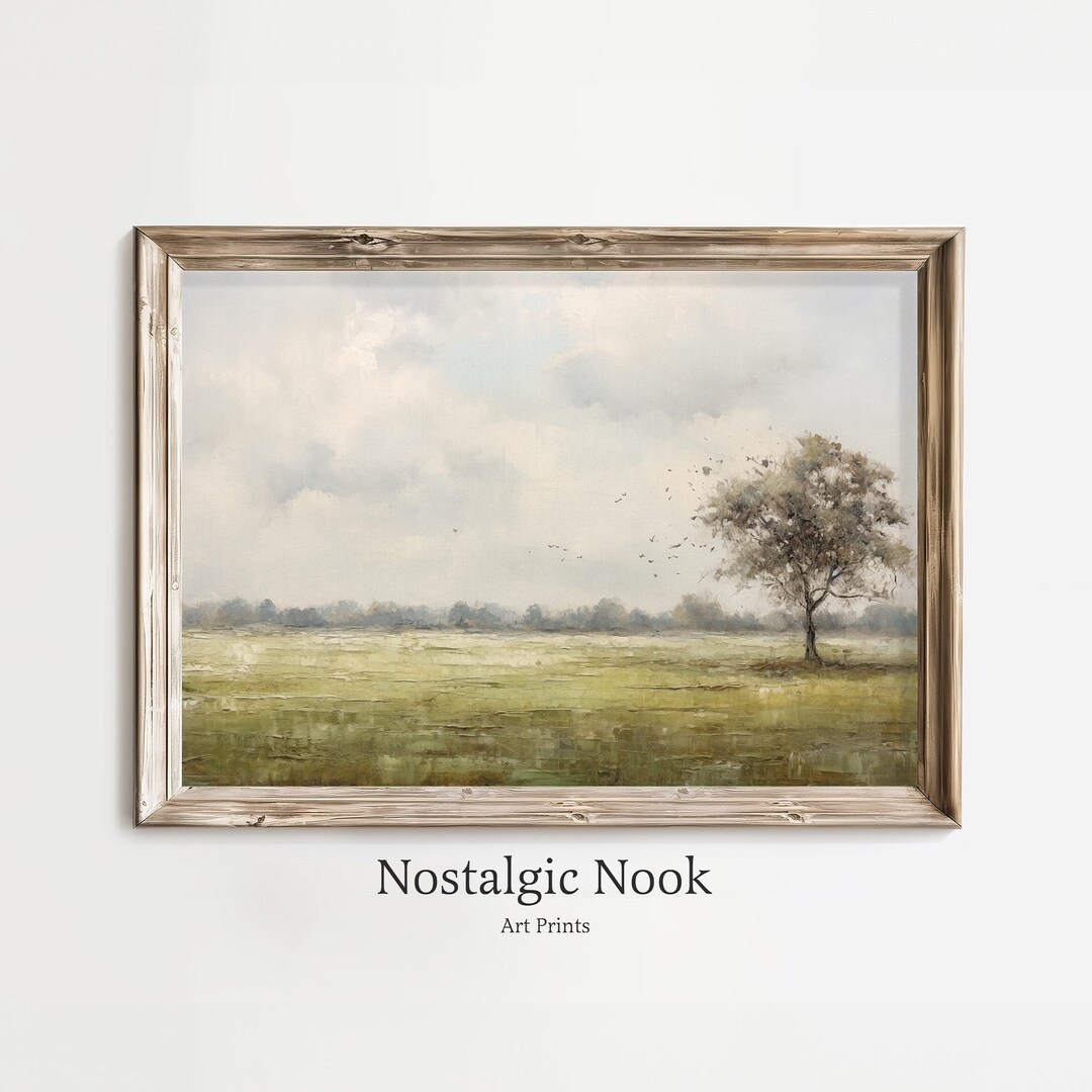 Autumn Solitude Vintage Oil Painting, Rustic Countryside Digital Print ...