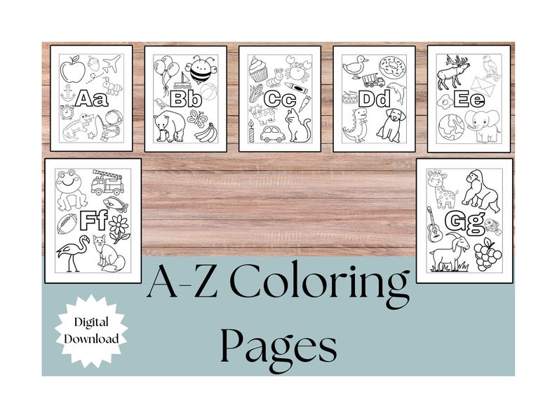 A-Z Coloring Pages | Printable | Pre K-1st Grade| Worksheet Bundle - Etsy