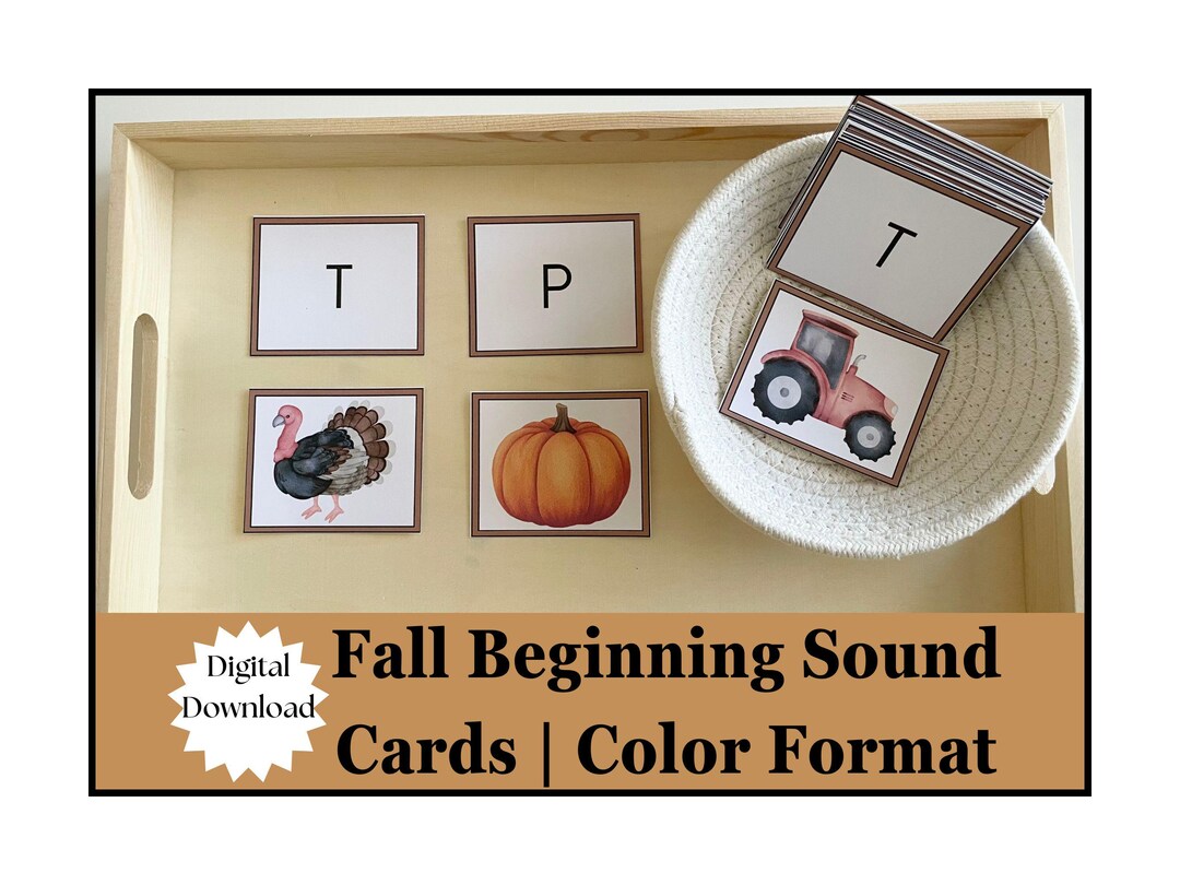 Montessori Inspired Fall Sound Cards | Color Format | Beginning Sound ...