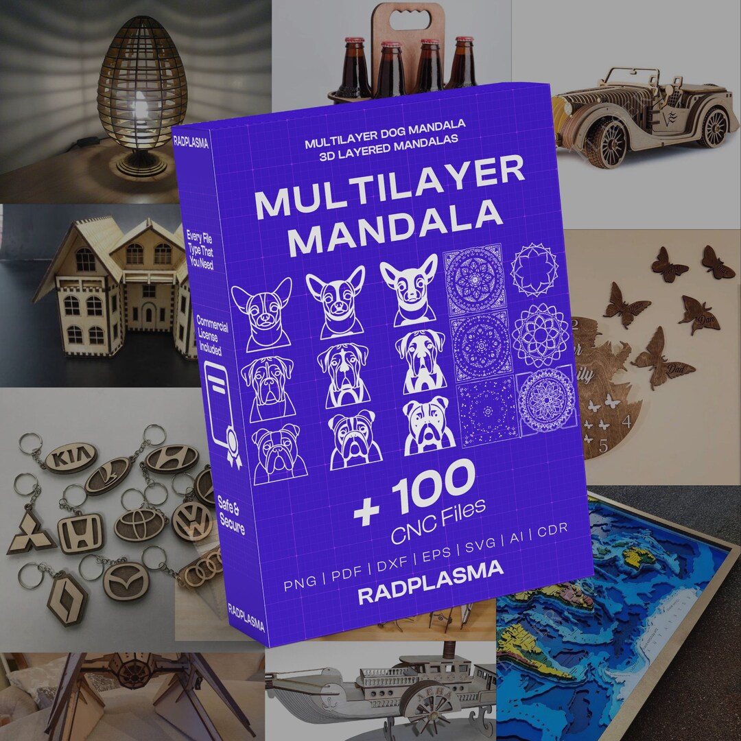 100+ DXF Plasma Laser Cnc Machines Multilayer Mandala,3d Mandala,dog ...