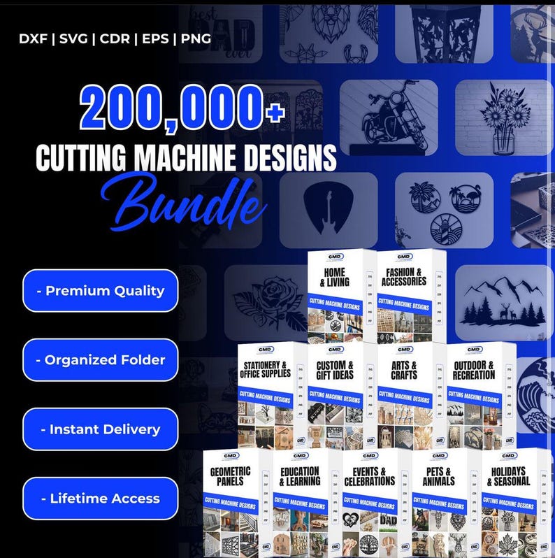 200,000 DXF Files for Plasma Laser CNC Machines. Dxf, Svg, Cdr, Eps ...