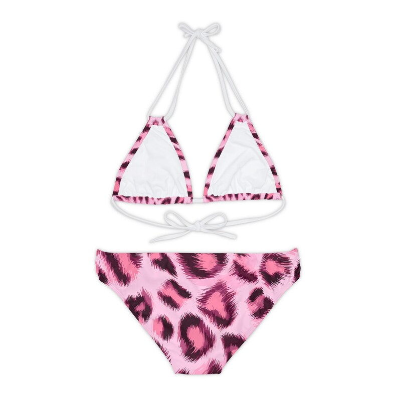 Pink Leopard Strappy Bikini Set • Trendy Two-piece Swimsuit - Etsy