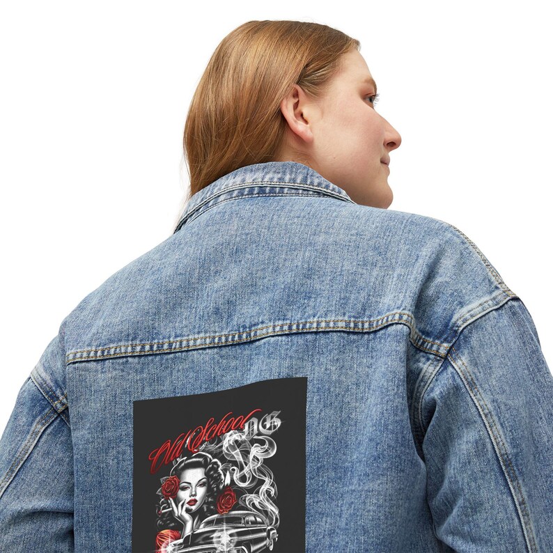 Women's Denim Jacket Old School Design - Etsy