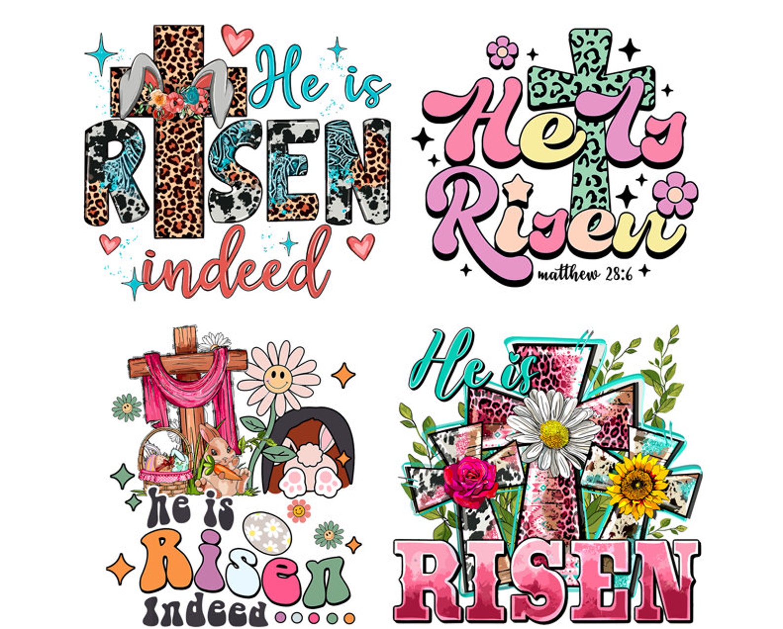 He Has Risen Indeed PNG, Easter PNG, Flower Gold Bunny He Has Risen Png ...