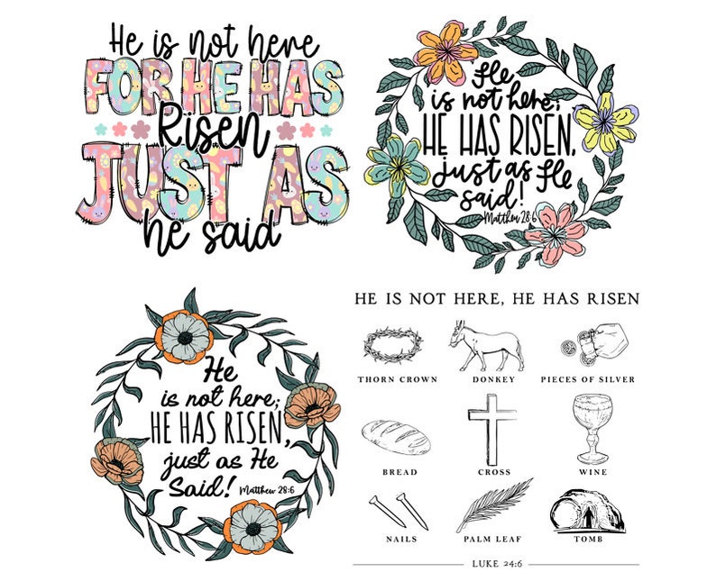 He is Not Here for He Has Risen Png Easter PNG, Christian Easter PNG ...