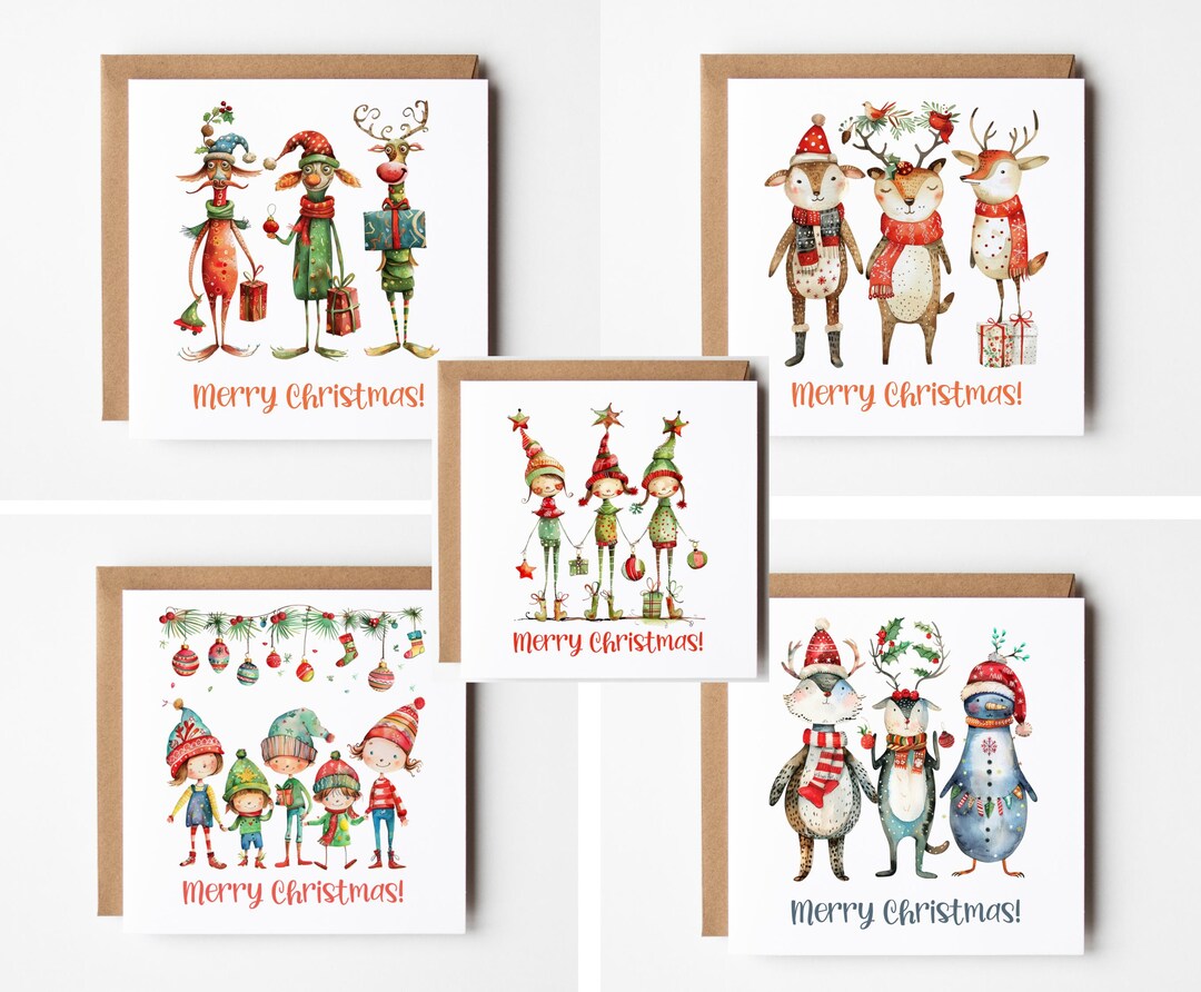 Funny Christmas Card Pack: Quirky Animal Pun Cards - Etsy