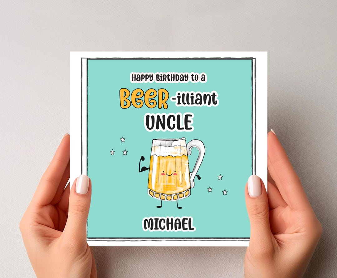 Personalised Uncle Birthday Card: Beer Pun, Kraft Envelope - Etsy