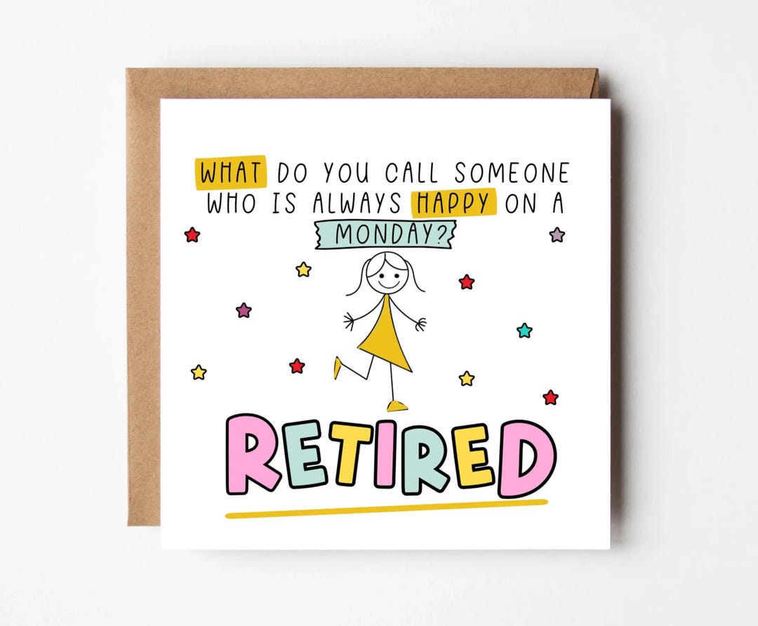 Happy on A Monday Retirement Card, Funny Retirement Card, Joke, Work ...