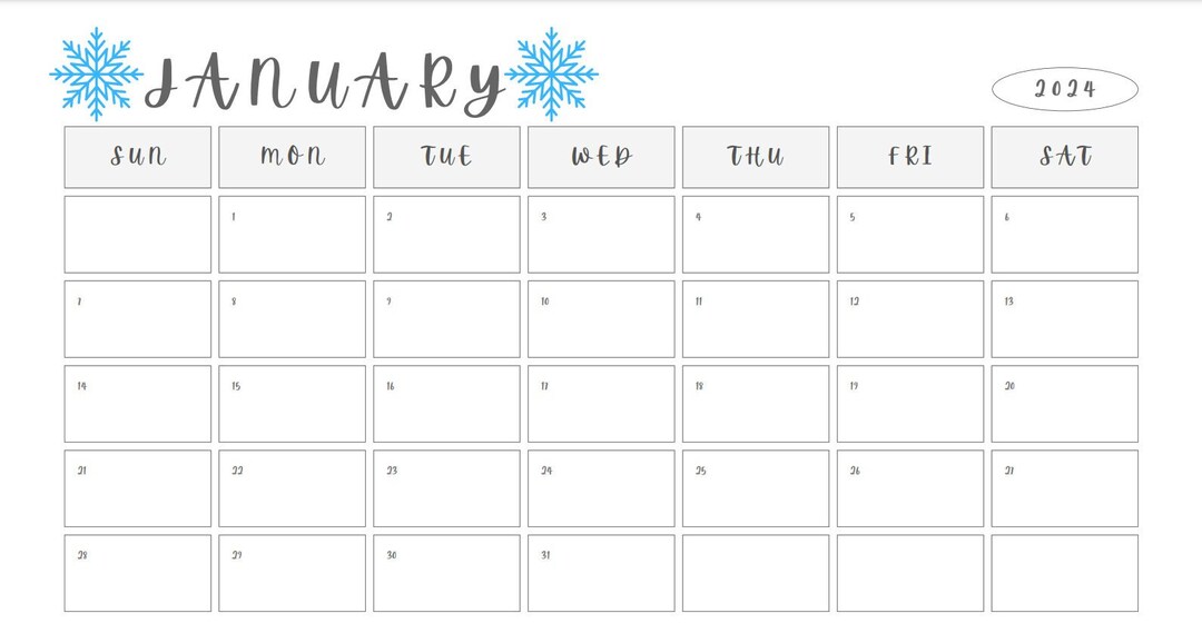 Monthly Calendar 2024 With Graphics Digital Printable - Etsy