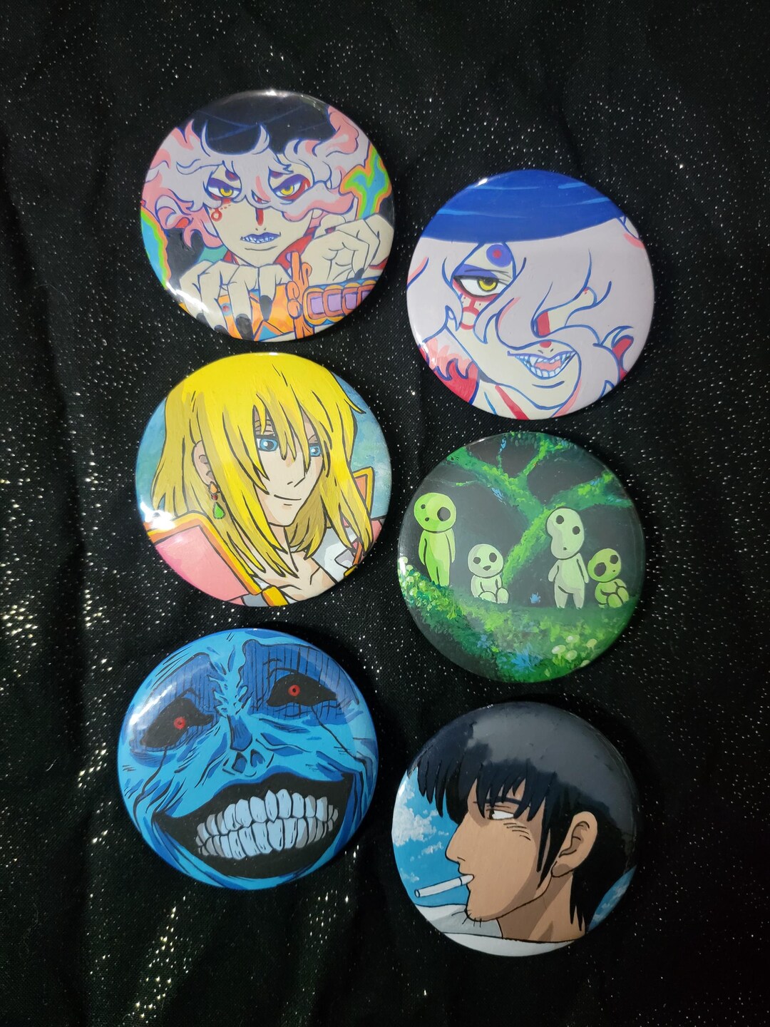 Hand Painted Character Button Pins - Etsy