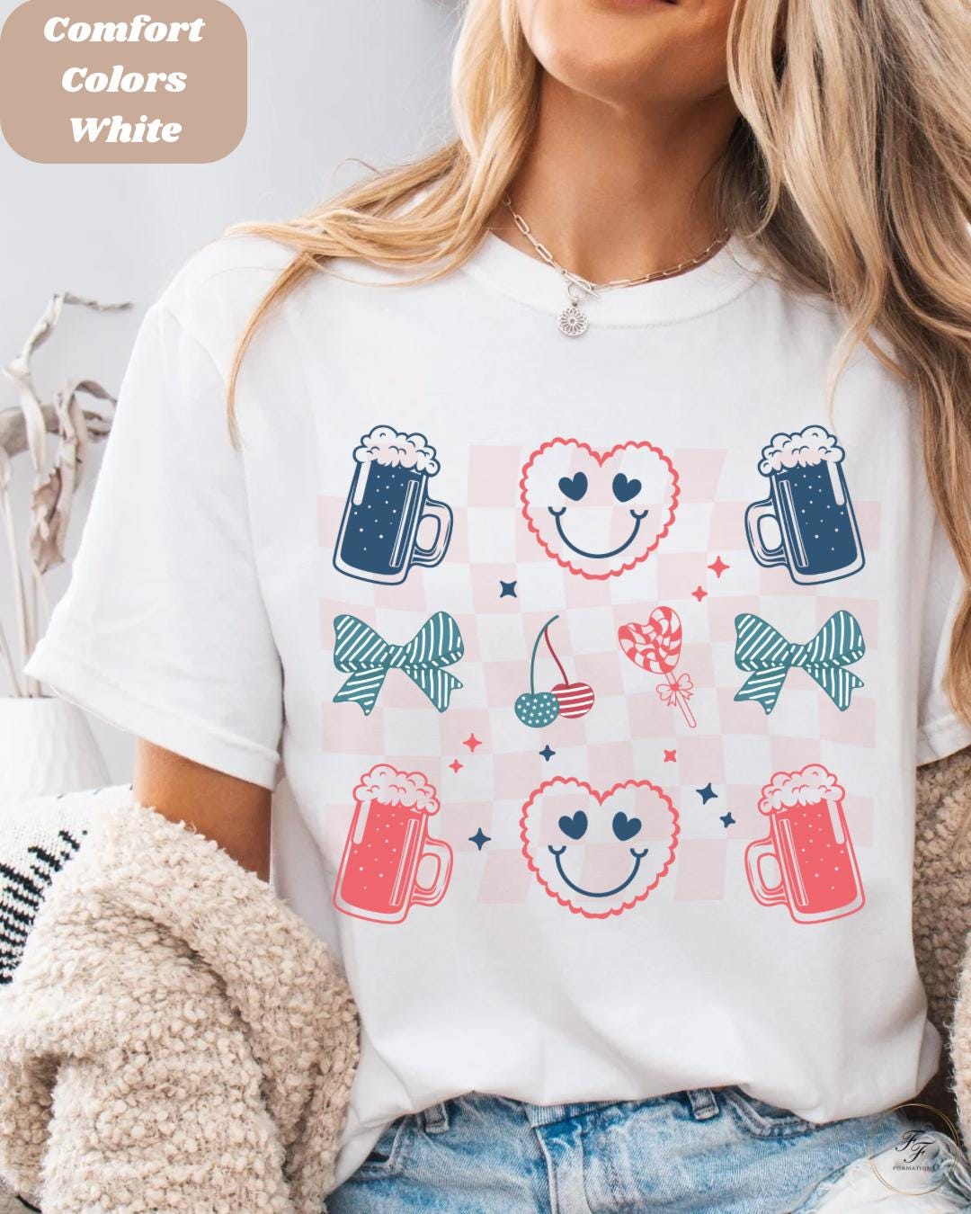 Coquette Smiley Face Comfort Colors Popsicle Stars Stripes Bow Shirt ...