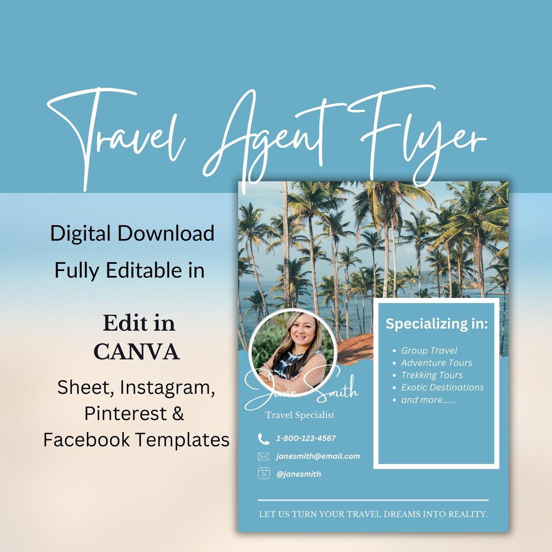 Travel Agent Introduction Flyer Template, Travel Agency Instagram and ...