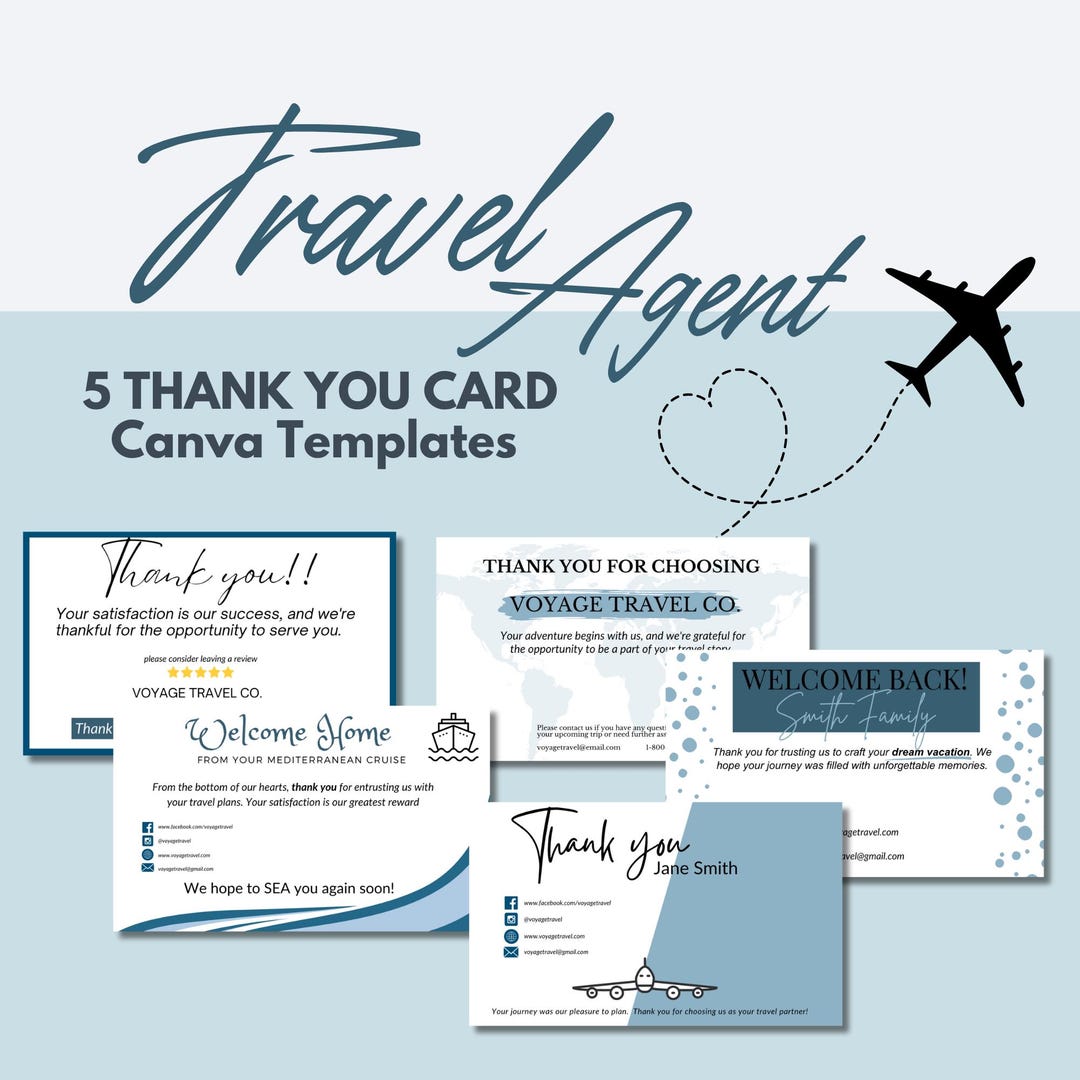 Travel Agent Thank You Card, Travel Advisor Digital and Printable Thank ...