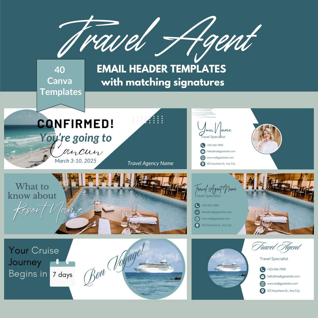 Travel Agent Email Header Banners, Matching Email Signature Canva ...