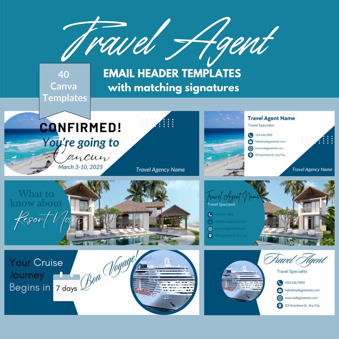 Travel Agent Email Header Banners, Matching Email Signature Canva ...
