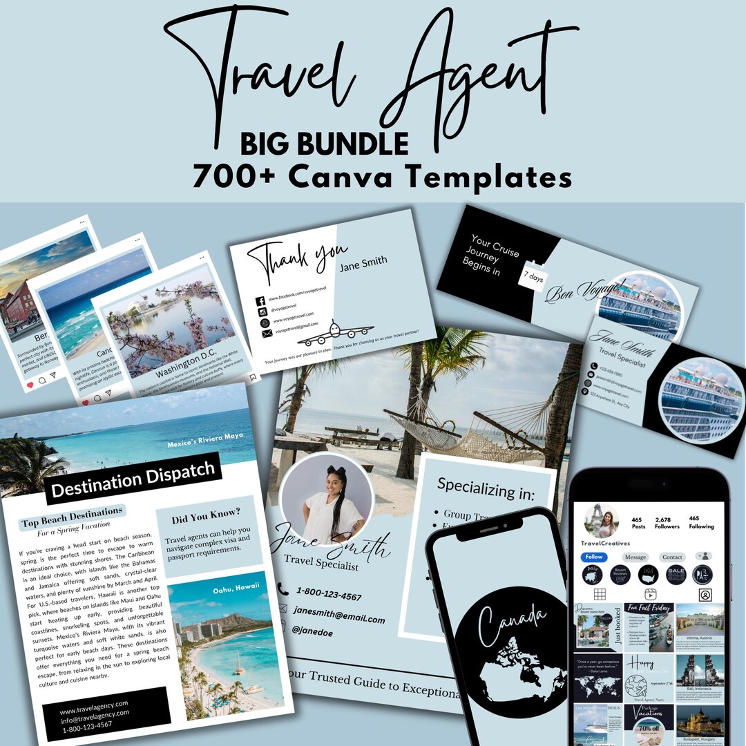 Travel Agent Template Bundle, Social Media Content, Email Header ...