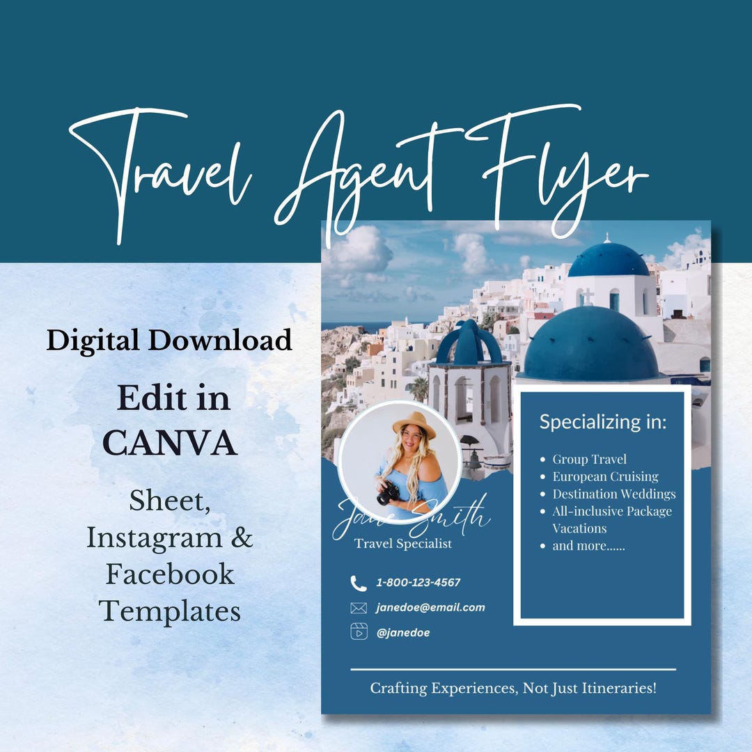 Travel Agent Introduction Flyer Canva Template, Travel Agency Marketing ...