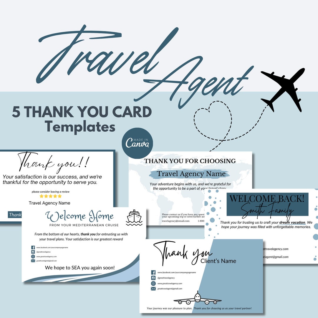 Travel Agent Thank You Card, Travel Advisor Digital and Printable Thank ...