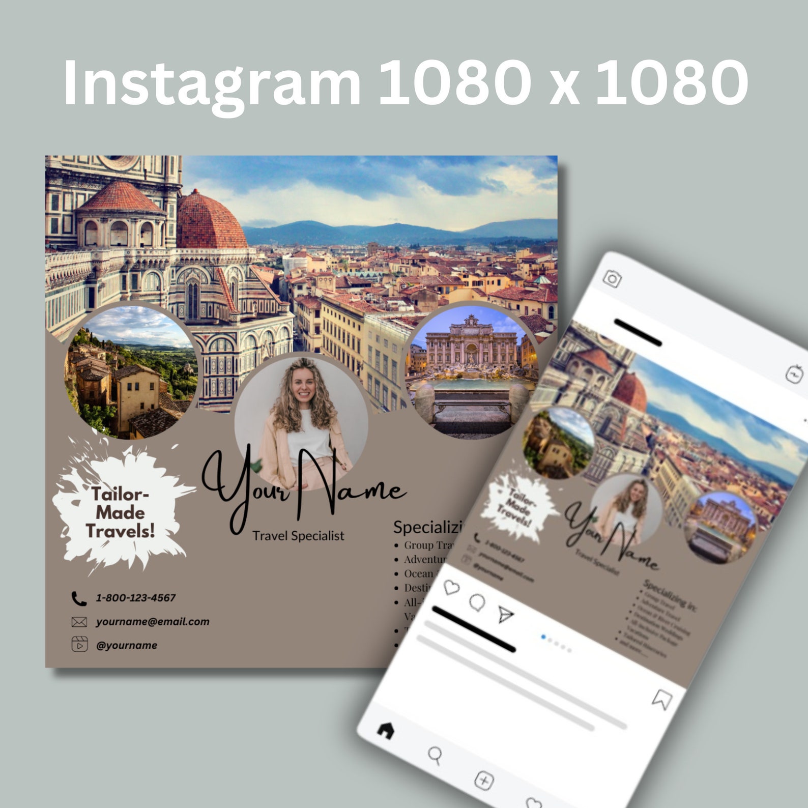 Travel Agent Introduction Flyer Template, Travel Agency Instagram and ...