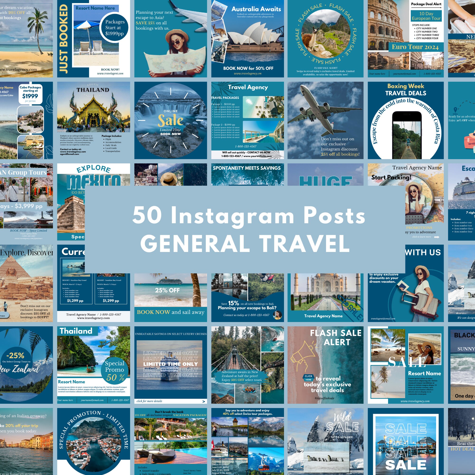 Travel Agent Instagram Post Bundle, Travel Social Media Content, Travel ...