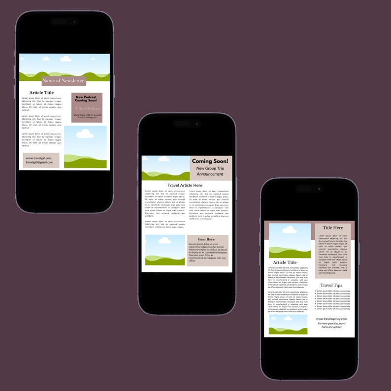 Travel Blogger Newsletter Template, Travel Marketing Content, Weekly ...