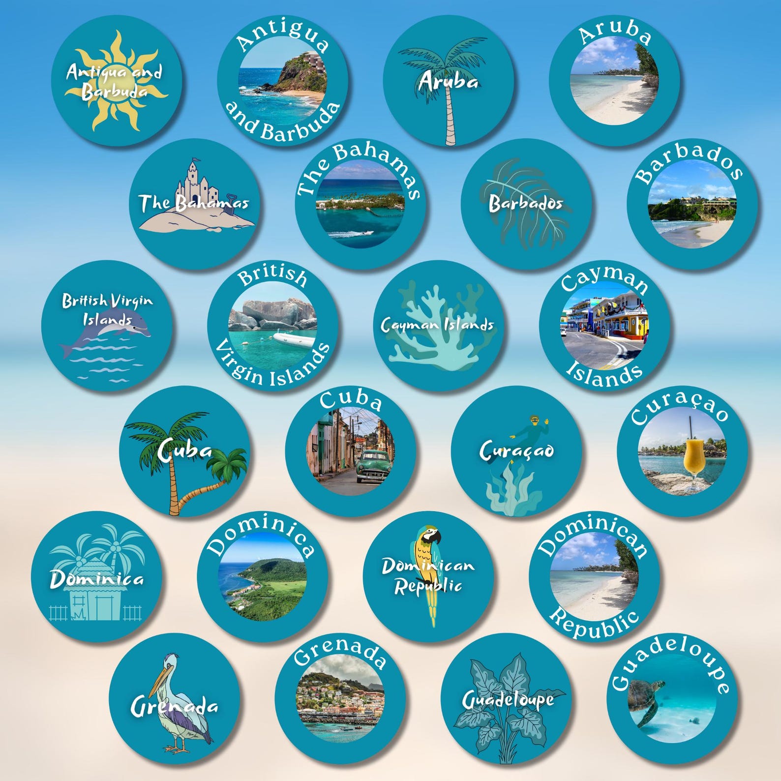 Travel Instagram Highlight Cover Canva Template, Caribbean and Tropical ...