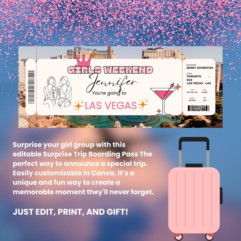 Editable Surprise Trip Boarding Pass Template for Girls Trip, Fake ...