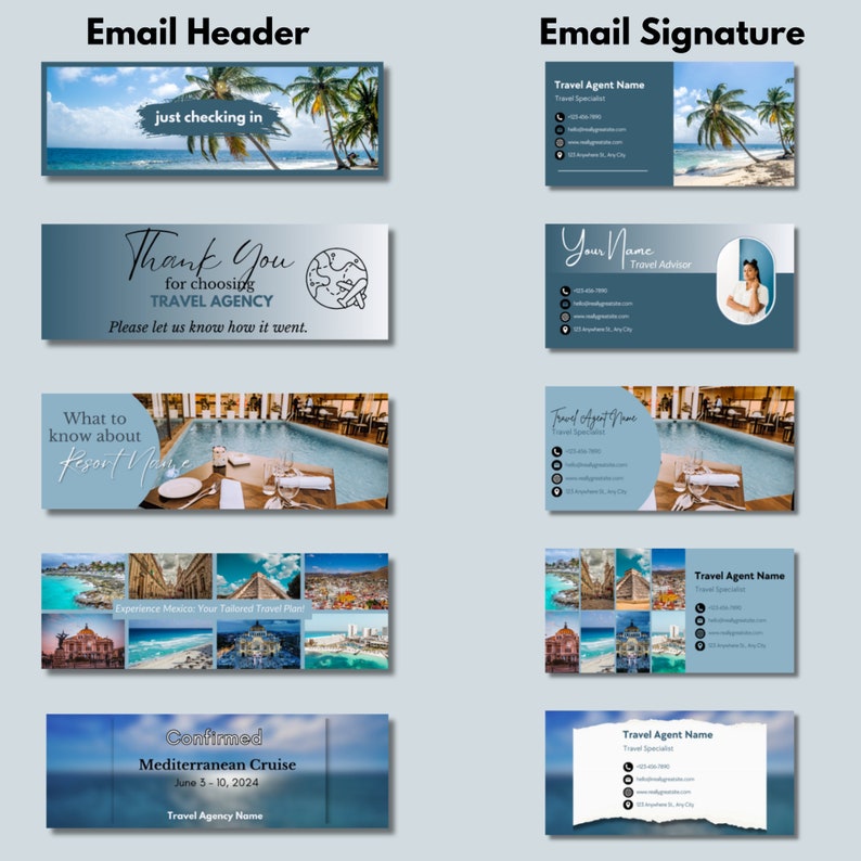 Travel Agent Email Header Banners, Matching Email Signature Canva ...
