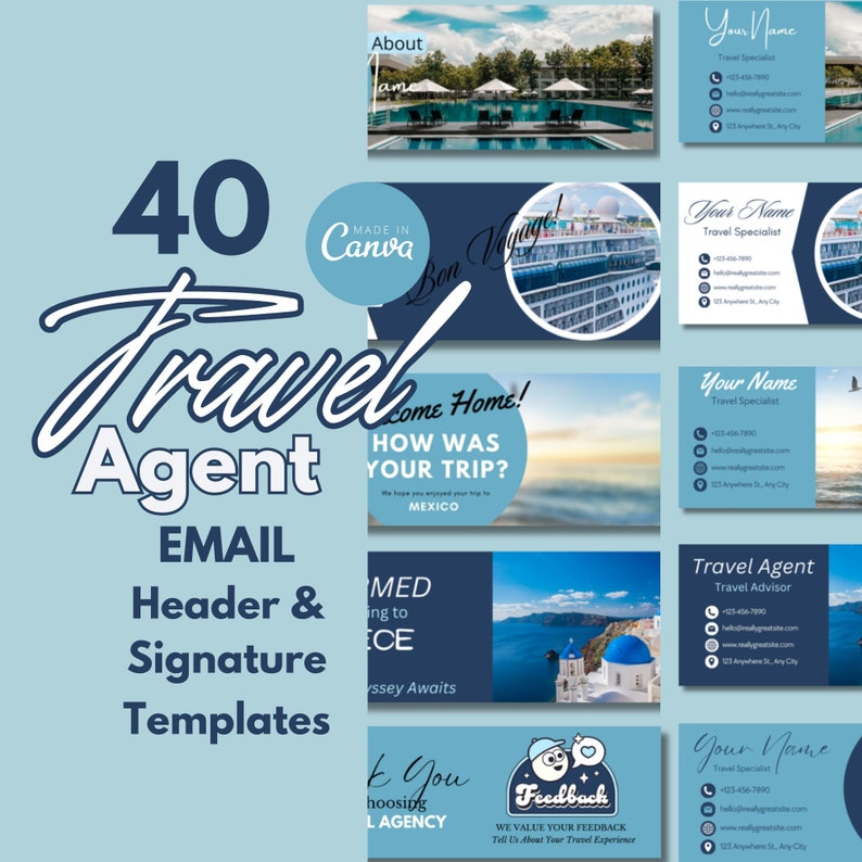 Travel Agent Email Header Banners, Matching Email Signature Canva ...