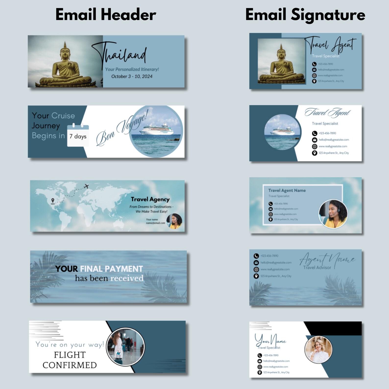 Travel Agent Email Header Banners, Matching Email Signature Canva ...